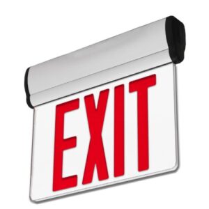 LFI Lights | Edge-Lit Red Exit Sign | Modern Design Brushed Aluminum Housing | All LED | Single-Sided Clear Acrylic Panel | Hardwired with Battery Backup | UL Listed | (2 Pack) | ELRT-R (SC)