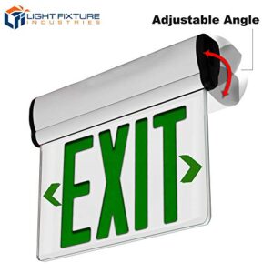 LFI Lights | Edge-Lit Green Exit Sign | Modern Design Brushed Aluminum Housing | All LED | Single-Sided Clear Acrylic Panel | Hardwired with Battery Backup | UL Listed | (2 Pack) | ELRT-G (SC)