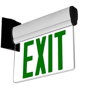 LFI Lights | Edge-Lit Green Exit Sign | Modern Design Brushed Aluminum Housing | All LED | Single-Sided Clear Acrylic Panel | Hardwired with Battery Backup | UL Listed | (2 Pack) | ELRT-G (SC)