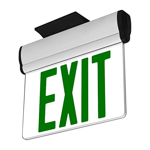 LFI Lights | Edge-Lit Green Exit Sign | Modern Design Brushed Aluminum Housing | All LED | Single-Sided Clear Acrylic Panel | Hardwired with Battery Backup | UL Listed | (2 Pack) | ELRT-G (SC)