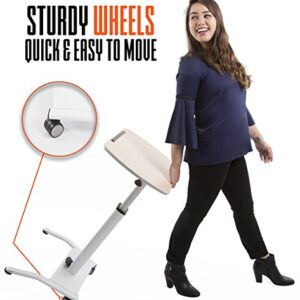 Stand Steady Tilting Mobile Podium | Height Adjustable Laptop Stand with Wheels and Tilting Desktop | Mobile Workstation & Portable Standing Desk | Rolling Laptop Table for Office & Home (Maple Print)