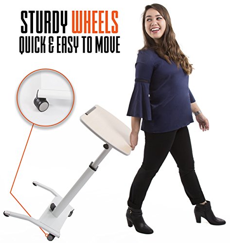 Stand Steady Tilting Mobile Podium | Height Adjustable Laptop Stand with Wheels and Tilting Desktop | Mobile Workstation & Portable Standing Desk | Rolling Laptop Table for Office & Home (Maple Print)