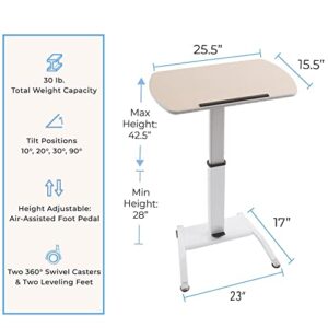 Stand Steady Tilting Mobile Podium | Height Adjustable Laptop Stand with Wheels and Tilting Desktop | Mobile Workstation & Portable Standing Desk | Rolling Laptop Table for Office & Home (Maple Print)