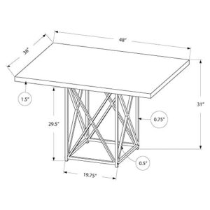 Monarch Specialties I Dining Table Metal Base, 36" x 48", Grey/Chrome