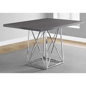 Monarch Specialties I Dining Table Metal Base, 36" x 48", Grey/Chrome