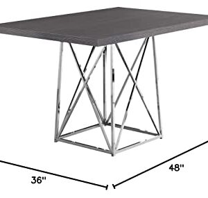 Monarch Specialties I Dining Table Metal Base, 36" x 48", Grey/Chrome