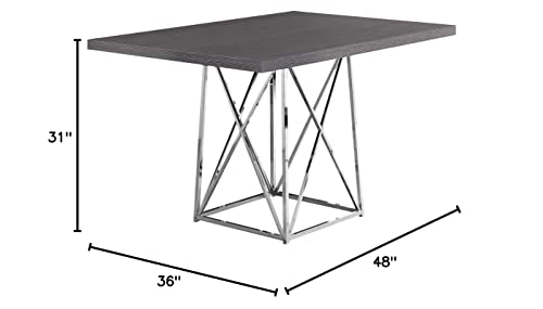 Monarch Specialties I Dining Table Metal Base, 36" x 48", Grey/Chrome