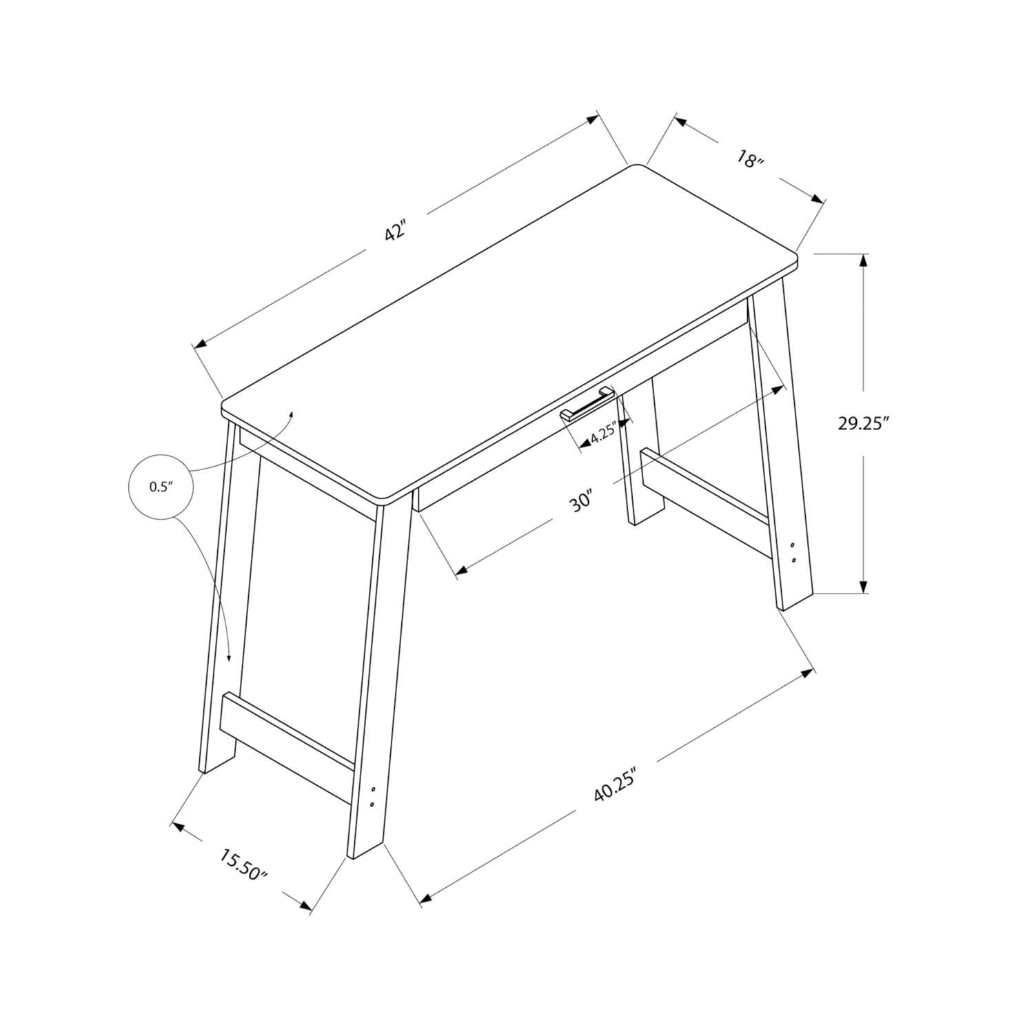 Monarch Specialties Computer Desk with a drawer Dark Taupe 42"L