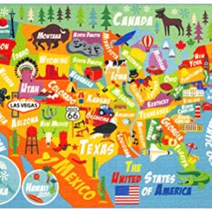 KC Cubs Playtime Collection USA United States Map Educational Learning & Game Area Rug Carpet for Kids and Children Bedrooms and Playroom (3'3" x 4'7")