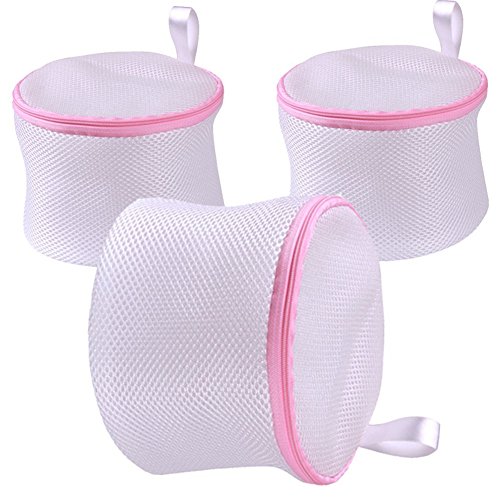 3Pack Delicate Bra Washing bag, Intimates Laundry Bag Lingerie Laundry Bags for Washing Machine & Dryer - Large Size - lingerie Bra Saver Bag by KEREITH (3pack white bra bag)