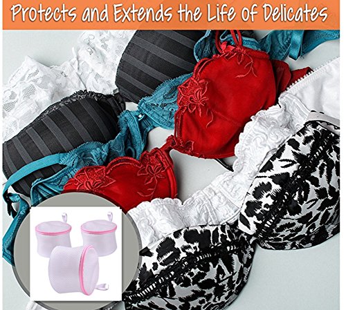 3Pack Delicate Bra Washing bag, Intimates Laundry Bag Lingerie Laundry Bags for Washing Machine & Dryer - Large Size - lingerie Bra Saver Bag by KEREITH (3pack white bra bag)