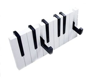 7 hook piano keys wall mounted coat hook hanger wall decoration hat storage rack wood shelf hanger (black)