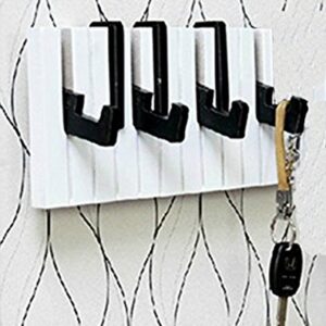 7 Hook Piano Keys Wall Mounted Coat Hook Hanger Wall Decoration Hat Storage Rack Wood Shelf Hanger (Black)