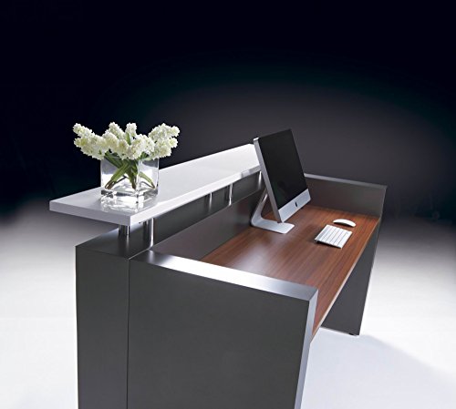 GW FURNITURE Modern Space Grey Reception Desk (71 inch) with Quartz Stone Counter TOP