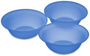 sterilite set of three 20 ounce/591 ml bowls, turquoise blue tint