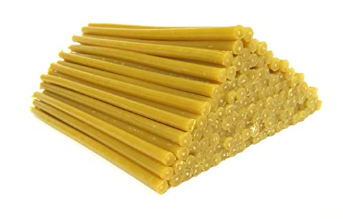 Natural Pure Beeswax Candles Organic Honey Eco Candles in Gift Box (Natural Cotton Wicks, Dripless, Smokeless, Not Taper, Not Ear Candles) (Yellow, 6.3 Inches (16 cm) 120pcs)