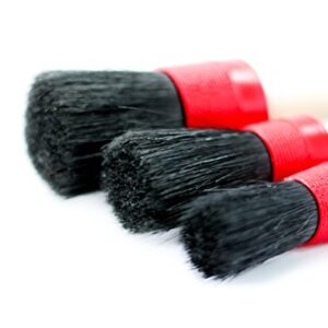 Maxshine Detailing Brushes Set for Interior and Exterior Detailing, Black & Red