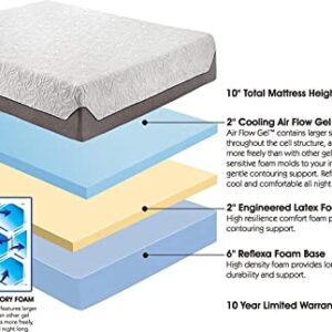 Boyd Sleep Cooling Air Flow Gel Memory Foam Mattress, 10" Queen