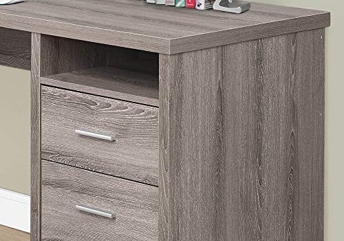 Monarch Specialties I 7255 Computer Desk, Home Office, Corner, Left, Right Set-up, Storage Drawers, 80"L, L Shape, Work, Laptop, Metal, Laminate, Brown, Grey