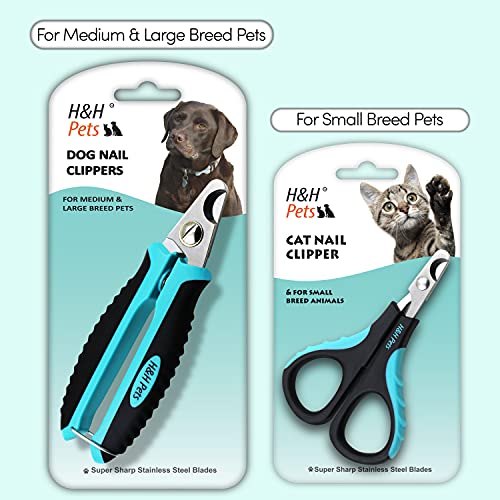 H&H Pets Nail Clippers Series - for Cats and Dogs - Razor Sharp Blades Sturdy Non Slip Handles - Dog Accessories Professional at Home Grooming - Stainless Steel - Dog Nail Trimmers - XS (Cats & Birds)