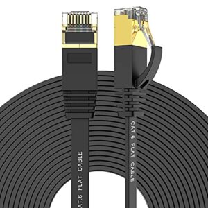 ercielook cat 6 ethernet cable 100 ft high speed, black flat internet network cable with rj45 connectors, faster than cat5e cat5