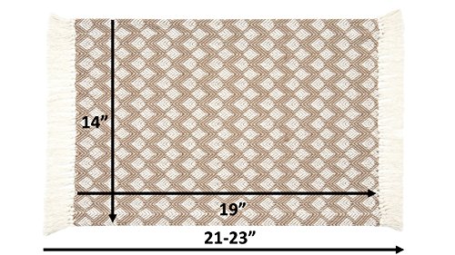 Placemats Set of 4, Woven Cloth Placemat Set, 14x19 in, Tan Boho Place Mats for Kitchen or Dining Table, Washable Cotton Table Mats