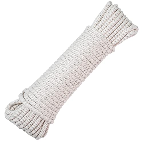 SGT KNOTS Cotton Clothesline - All Purpose Laundry Line Dryer Rope for Outdoor/Indoor, Crafting & Art Projects (1/4" x 100ft, White)