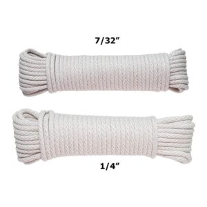 SGT KNOTS Cotton Clothesline - All Purpose Laundry Line Dryer Rope for Outdoor/Indoor, Crafting & Art Projects (1/4" x 100ft, White)