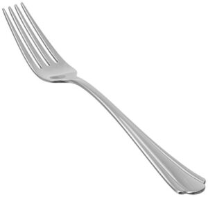 amazon basics stainless steel dinner forks with scalloped edge, pack of 12, silver