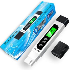 water quality tester, accurate and reliable, honeforest tds meter, ec meter & temperature meter 3 in 1, 0-9990ppm, ideal water test meter for drinking water, aquariums, etc.