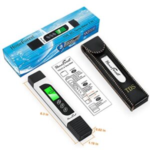 Water Quality Tester, Accurate and Reliable, HoneForest TDS Meter, EC Meter & Temperature Meter 3 in 1, 0-9990ppm, Ideal Water Test Meter for Drinking Water, Aquariums, etc.