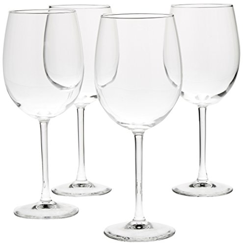 Amazon Basics All-Purpose Wine Glasses, 19-Ounce, Set of 4, Clear