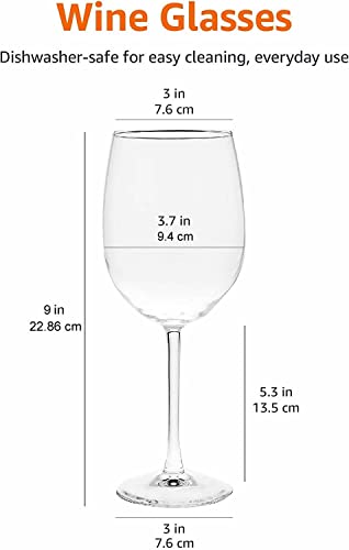 Amazon Basics All-Purpose Wine Glasses, 19-Ounce, Set of 4, Clear