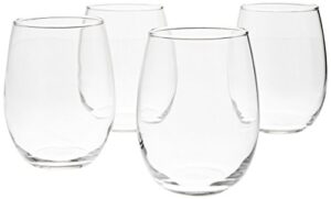 amazon basics stemless wine glasses, 15 oz, set of 4, clear