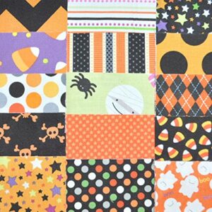 halloween fabric 5" squares charm pack, 30 pieces, die cut, 100% cotton