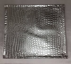 luvfabrics 18"x18" silver crocodile embossed shiny faux leather vinyl pillow - insert included! (set of 2)