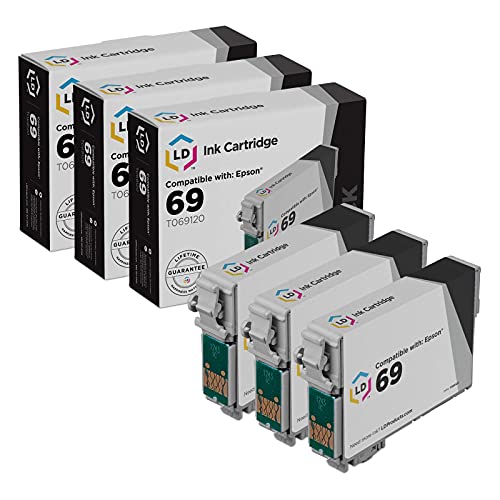 LD Remanufactured Ink Cartridge Replacement for Epson 69 T069120 (Black, 3-Pack)