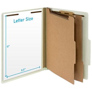 10 Letter Size Gray Green Classification Folders - 2 Divider - 2 Inch Tyvek Expansions - Durable 2 Prongs Designed to Organize Standard Medical Files, Office Reports - Letter Size, Green, 10 Pack