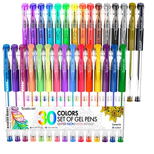 Colored Pens 30 Psc Glitter Gel Pens for Kids Colorful Pens for Spirograph Deluxe Design Set