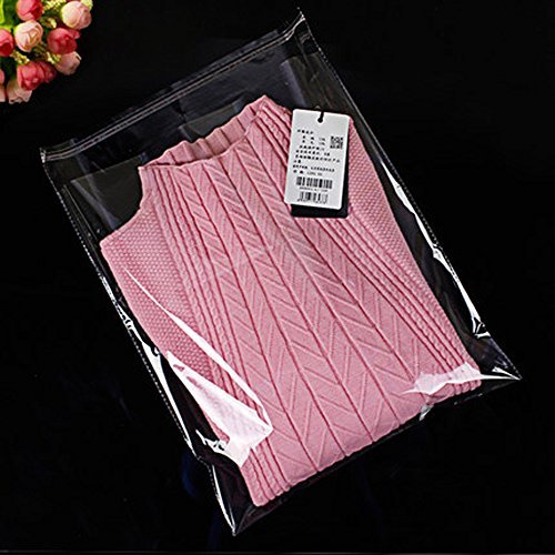 J-Beauty 15.5 x 11.5 Inch Clear Apparel Bags Self Seal Flap for T-Shirt,Clothes,Party Wedding Gift Bags (100 Pcs)