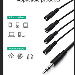 3.5mm Headphone Splitter Cable,ONXE 1/8 Inch AUX Stereo Jack Audio Splitter 1 Male to 2 3 4 Female Adapter Cable for Mp3 Player Mobile Phone Laptop, PC Headphone Speakers(Black)