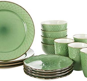 Pfaltzgraff French Lace Dinnerware Set, 16 Piece, Green