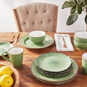 Pfaltzgraff French Lace Dinnerware Set, 16 Piece, Green