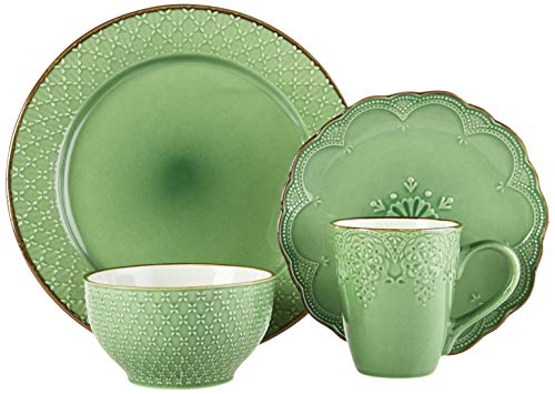 Pfaltzgraff French Lace Dinnerware Set, 16 Piece, Green