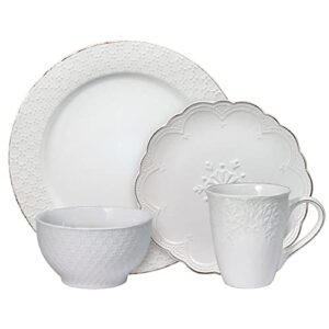 pfaltzgraff french lace white 16 piece dinnerware set, service for 4