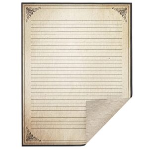 48 Sheets Vintage Lined Paper with Antique Border Design, Aged Stationery for Writing Letters, Invitations (8.5 x 11 In)