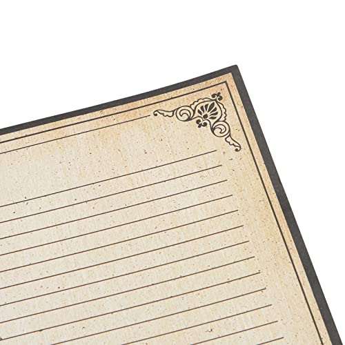 48 Sheets Vintage Lined Paper with Antique Border Design, Aged Stationery for Writing Letters, Invitations (8.5 x 11 In)