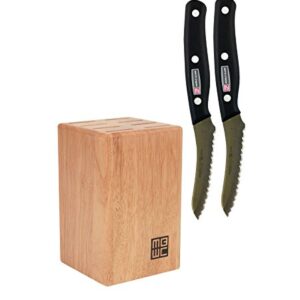 Miracle Blade 8-Piece Steak Knife Block for 4" Steak Knives, Wood Natural Finish