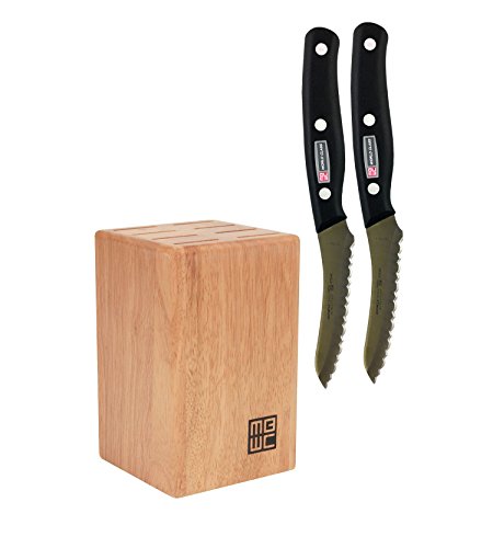 Miracle Blade 8-Piece Steak Knife Block for 4" Steak Knives, Wood Natural Finish