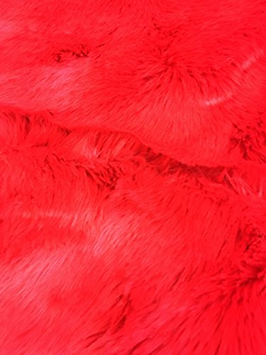 Deluxe Soft Faux Sheepskin Chair Cover Seat Pad Shaggy Area Rugs for Bedroom Sofa Floor (5ft x 7ft, Red)